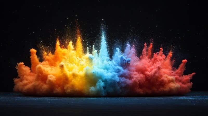 Vibrant Color Powder Explosion Against Black Background Stock ...