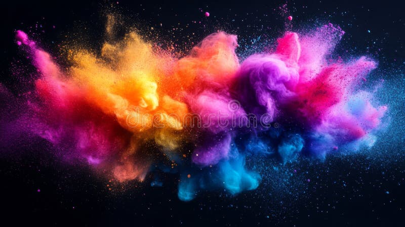 Vibrant Color Powder Explosion on Black Background Stock Illustration ...