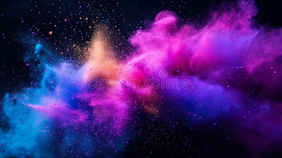 Vibrant Color Powder Explosion on Black Background Stock Illustration ...
