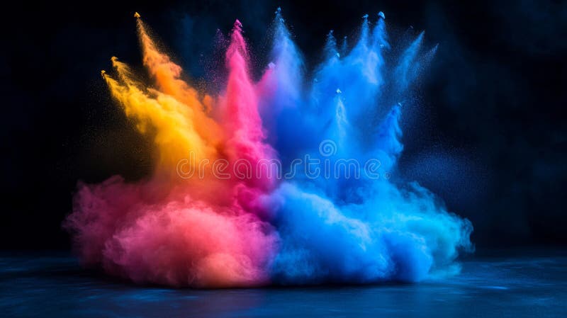 Vibrant Color Powder Explosion on Black Background Stock Illustration ...