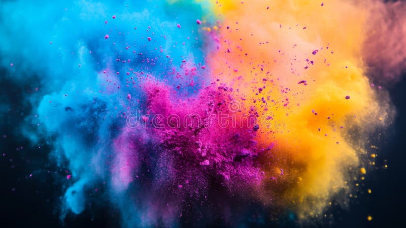 Vibrant Color Powder Explosion in Motion Stock Illustration ...