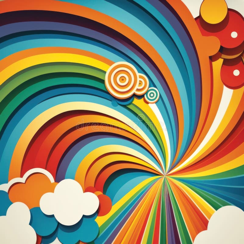 Vibrant Color of Rainbow Background in Retro Style Stock Illustration ...