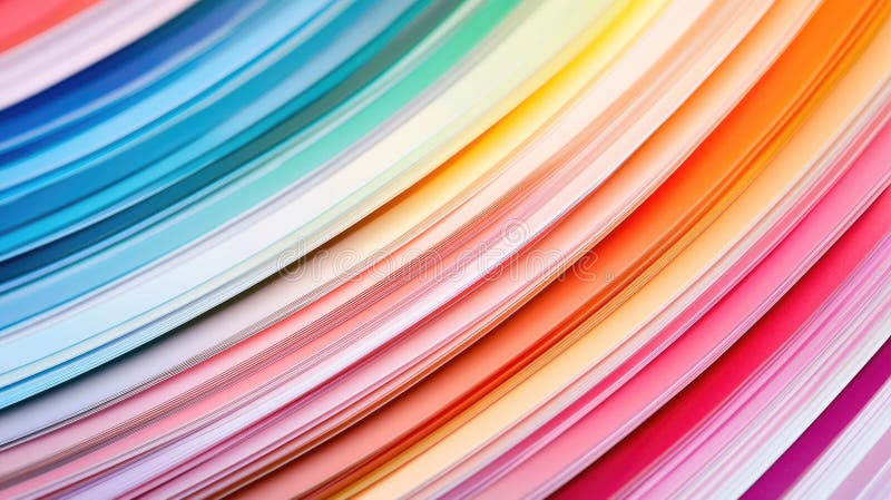 Vibrant Color Sample Sheets Displayed in Gradient Fan Layout Stock ...