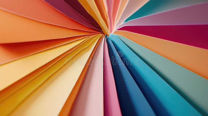 Vibrant Color Sample Sheets Displayed in Gradient Fan Layout Stock ...