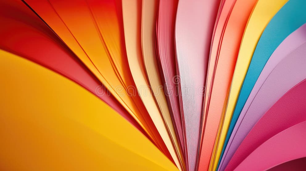 Vibrant Color Sample Sheets Displayed in Gradient Fan Layout Stock ...