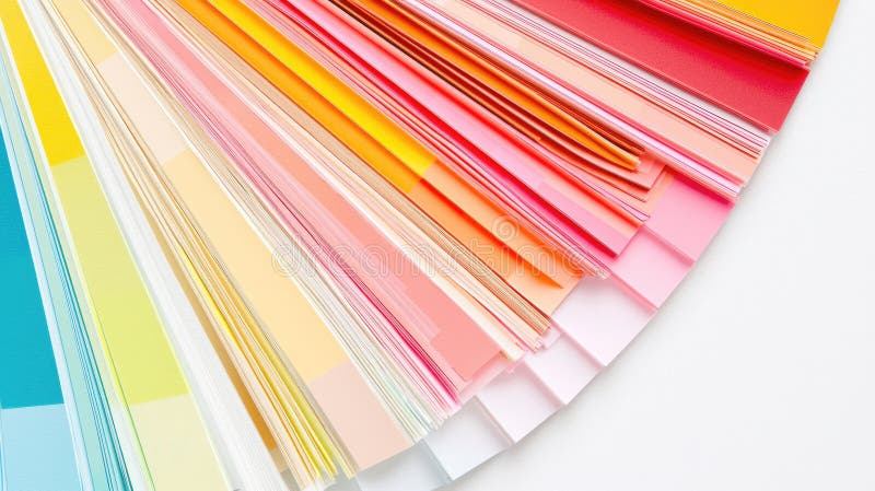 Vibrant Color Sample Sheets Displayed in Gradient Fan Layout Stock ...