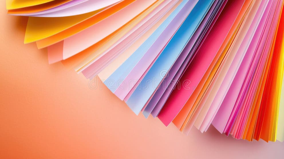 Vibrant Color Sample Sheets Displayed in Gradient Fan Layout Stock ...