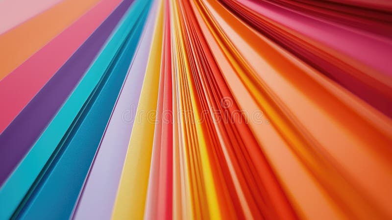 Vibrant Color Sample Sheets Displayed in Gradient Fan Layout Stock ...