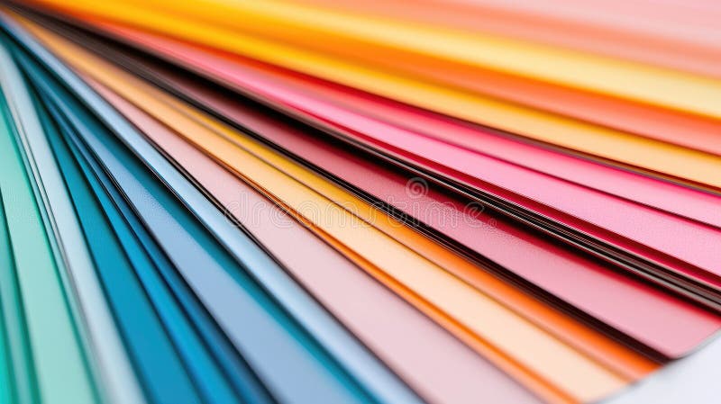 Vibrant Color Sample Sheets Displayed in Gradient Fan Layout Stock ...