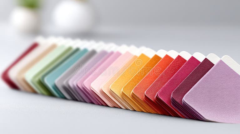 Vibrant Color Sample Sheets Displayed in Gradient Fan Layout Stock ...