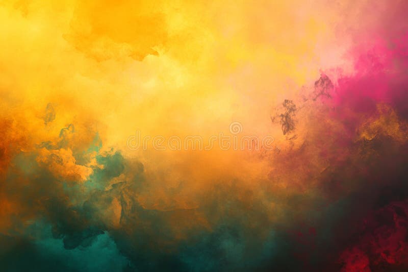 A Vibrant Color Smoke Background with Intense Yellow, Turquoise, and ...