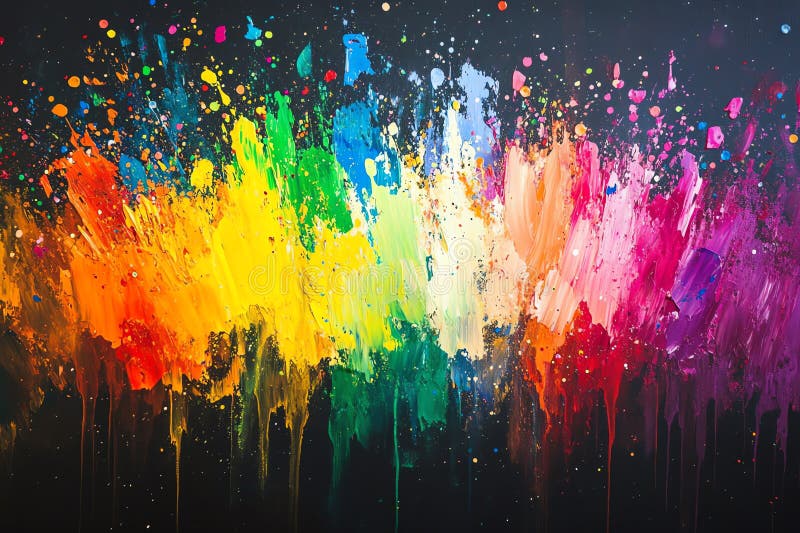 Vibrant Color Splash Abstract Painting on Canvas Stock Illustration ...