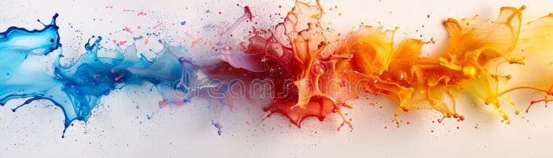 Vibrant Color Splashes Colliding and Blending on a White Background ...