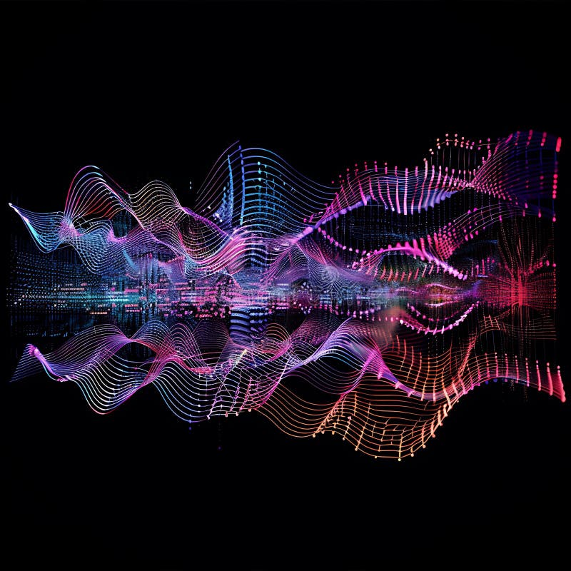 Vibrant Color Waves in Unique Shapes Creating Dynamic Visuals Stock ...