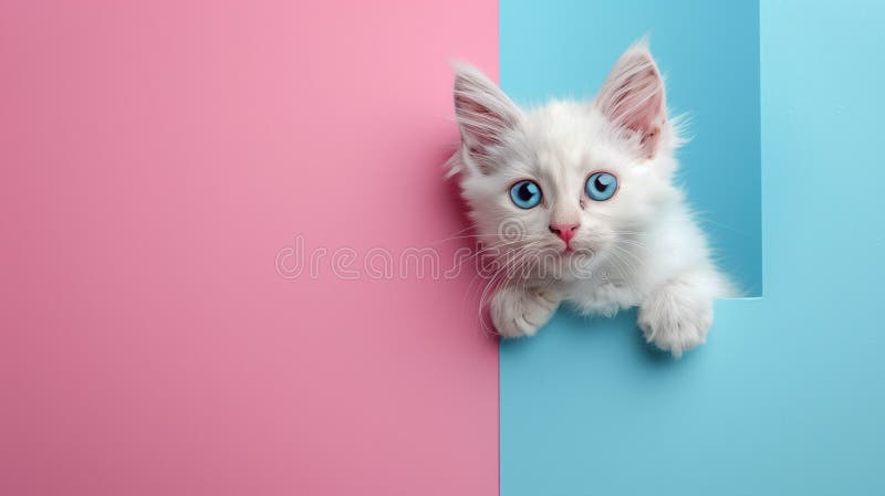 Vibrant Colorblock Blue and Pink Backdrop with Empty Space and an ...