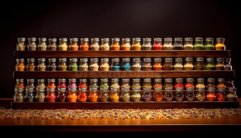 Vibrant Colored Bottles in a Large Collection Generated by AI Stock ...