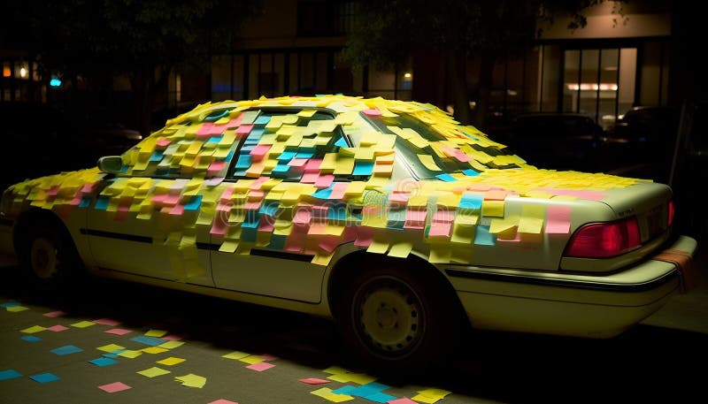 Vibrant Colored Car Illuminates Night Celebration, Outdoor Fun Party ...