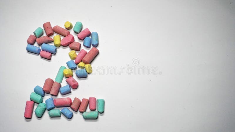Colorful Chalk Number Two on White Background Representing Creativity ...