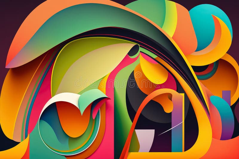 Vibrant Colored Curved Shapes on a Modern Abstract Background Stock ...