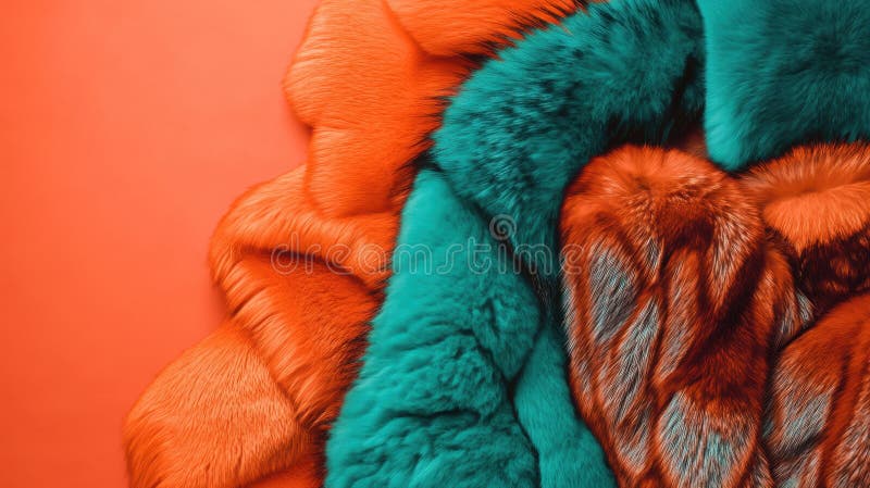 Vibrant Colored Faux Fur Textures on Orange Background Stock Photo ...