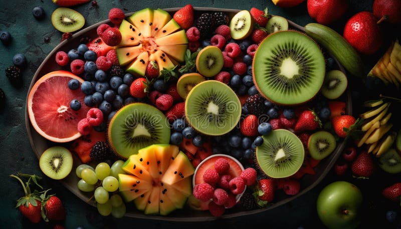 Vibrant Colored Fruit Salad with Healthy Organic Variations and ...