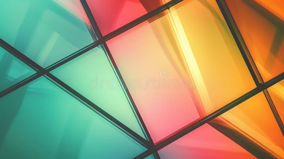 Vibrant Colored Glass Panels in Modern Abstract Design. Stock Photo ...