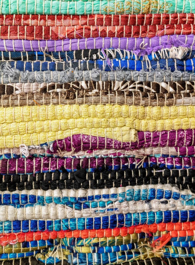 Vibrant Colored Handmade Decorative Carpet Top View Close Up. Stock ...