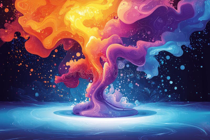 Vibrant Colored Liquid Swirls Creating an Abstract Dynamic Scene Stock ...