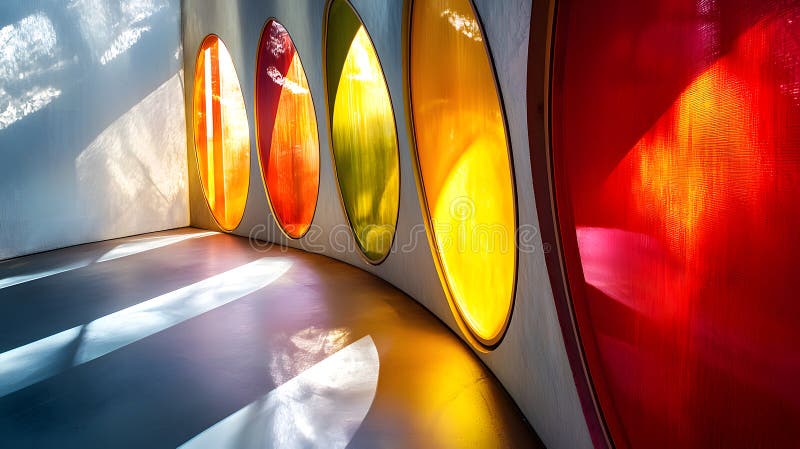 Vibrant Colored Panels in a Modern Interior Space Stock Illustration ...