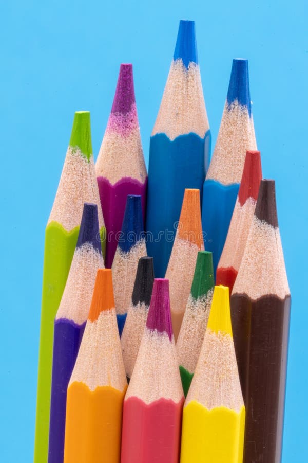 Vibrant Colored Pencils on Blue Background Stock Photo - Image of ...