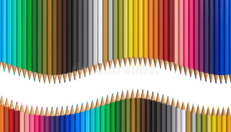 Vibrant Colored Pencils Forming a Wavy Pattern Stock Illustration ...