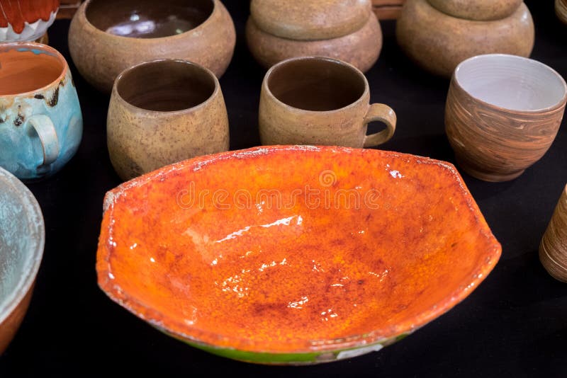 Vibrant colored pottery stock image. Image of decorative - 136486109