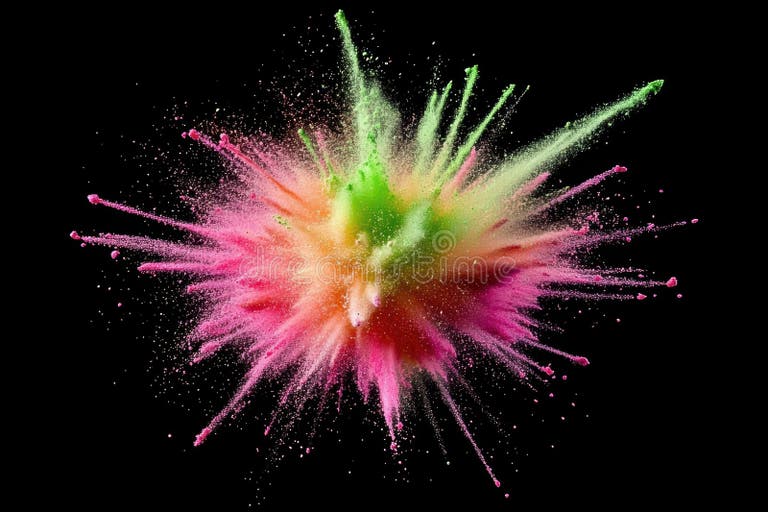 Vibrant Colored Powder Bursts Against a Dark Backdrop, Creating a ...