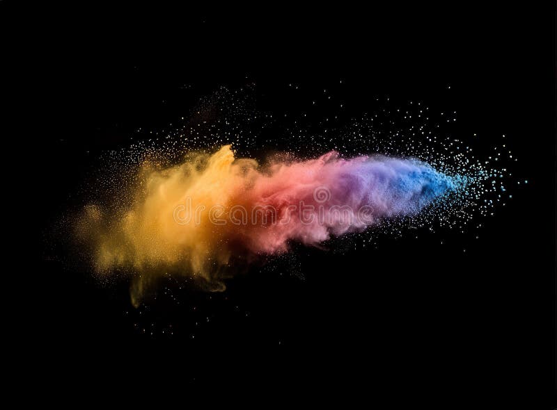 Vibrant Colored Powder Explodes Dramatically on a Black Background ...