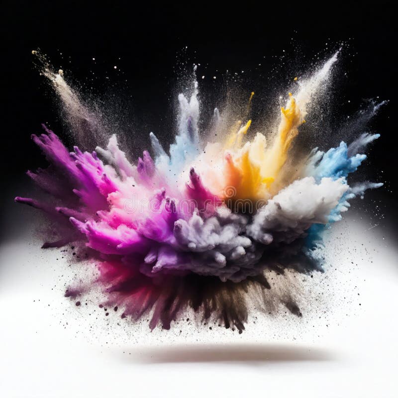 Vibrant Colored Powder Exploding ,isolated on Black Background. Stock ...