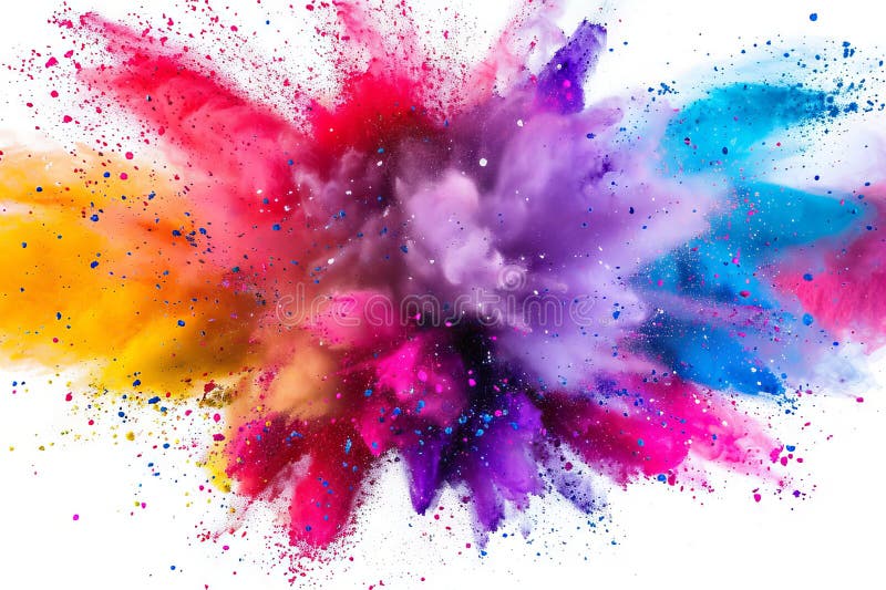 Vibrant Colored Powder Explosion on a Transparent White Backdrop Stock ...