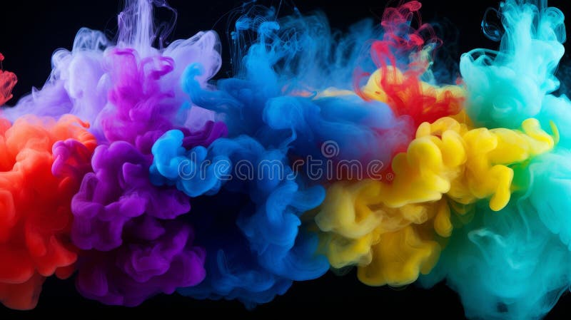 Vibrant Colored Smoke on Black Background Stock Illustration ...