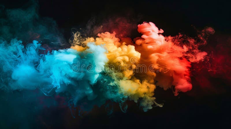 Vibrant Colored Smoke Explosion Against Black Backdrop, Ideal for ...