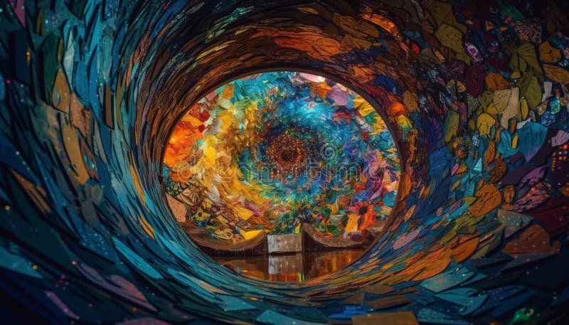 The Vibrant Colored Spiral Pattern Illuminates the Futuristic Computer ...