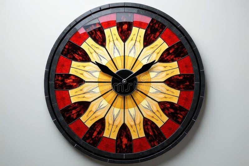 Vibrant Colored Stained Glass Art Wall Clock Stock Illustration ...