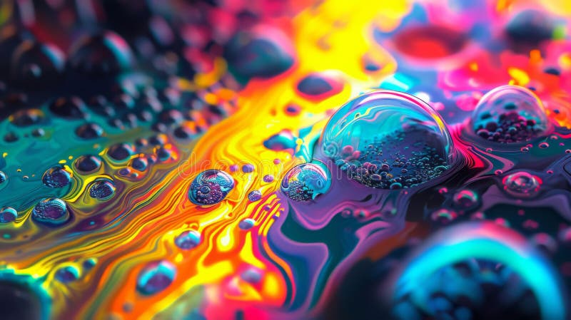 Vibrant Colored Water Surface with Bubbles and Waves Stock Image ...