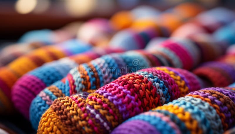 Vibrant Colored Wool, Close Up Craft Pattern, Knitting Fashion ...