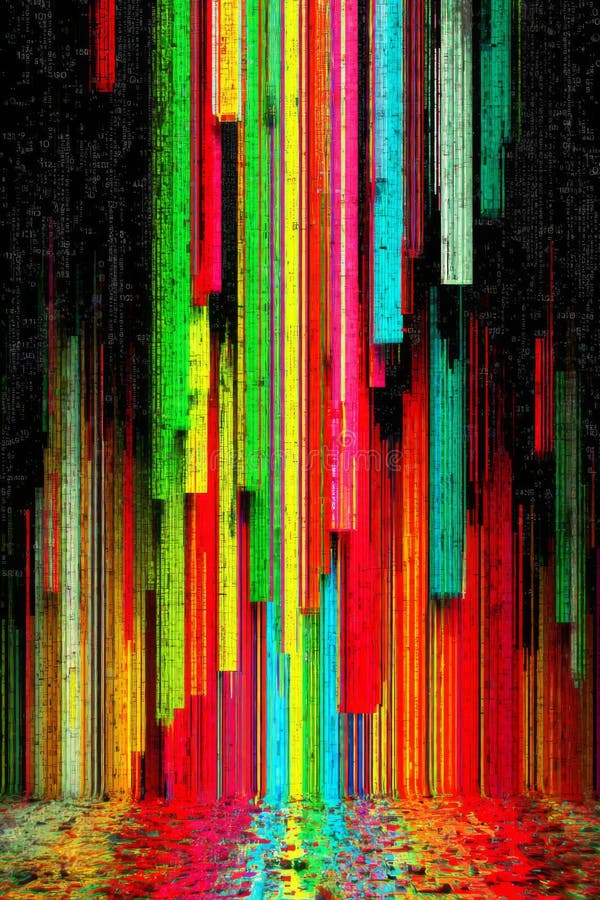 Vibrant Colorful Abstract Art with Vertical Lines Stock Illustration ...