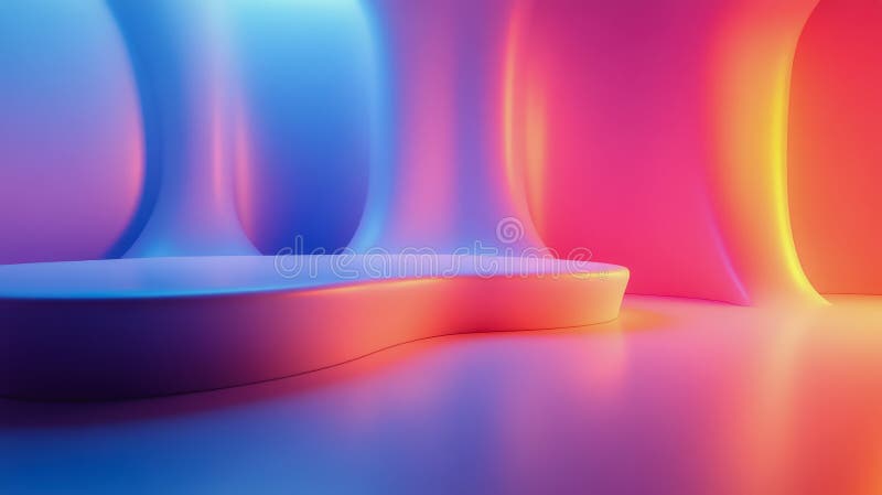 Vibrant Colorful Abstract Background Featuring Modern Curved Chair in ...