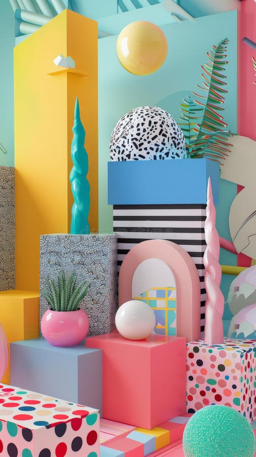 Colorful Dimensions Abstract 3D Geometric Visualization Stock ...