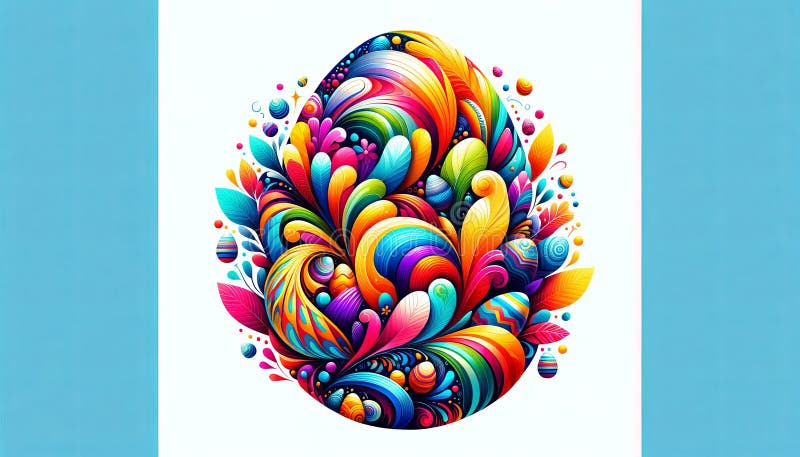 Vibrant, Colorful Abstract Easter Egg Illustration, Featuring Bright ...
