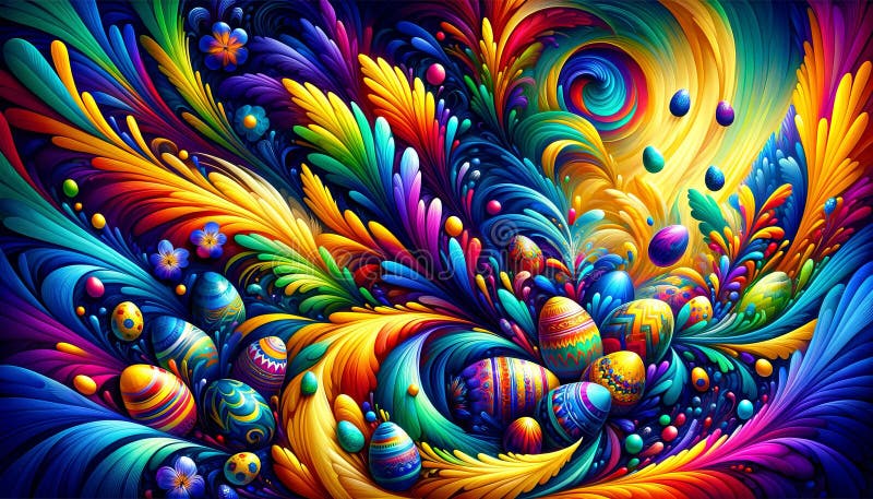 Vibrant and Colorful Abstract Easter Illustration, Featuring Bright ...