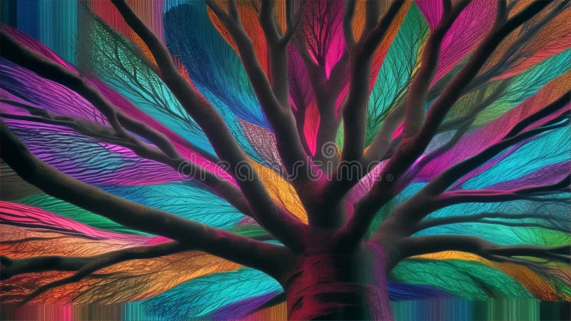 Colorful Abstract Tree with Radiating Branches Stock Video - Video of ...