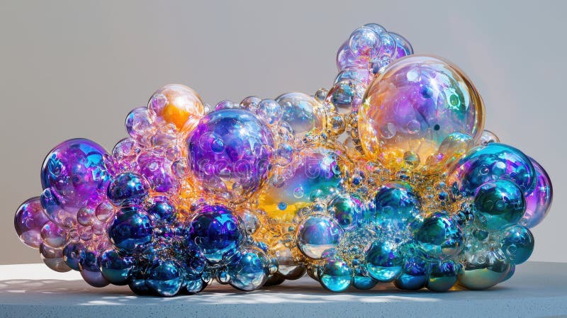 Vibrant and Colorful Arrangement of Translucent Bubbles Various Sizes ...