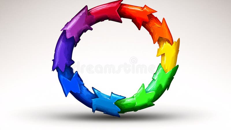 Colorful Circular Arrows Illustrate Cyclical Process on White Backdrop ...